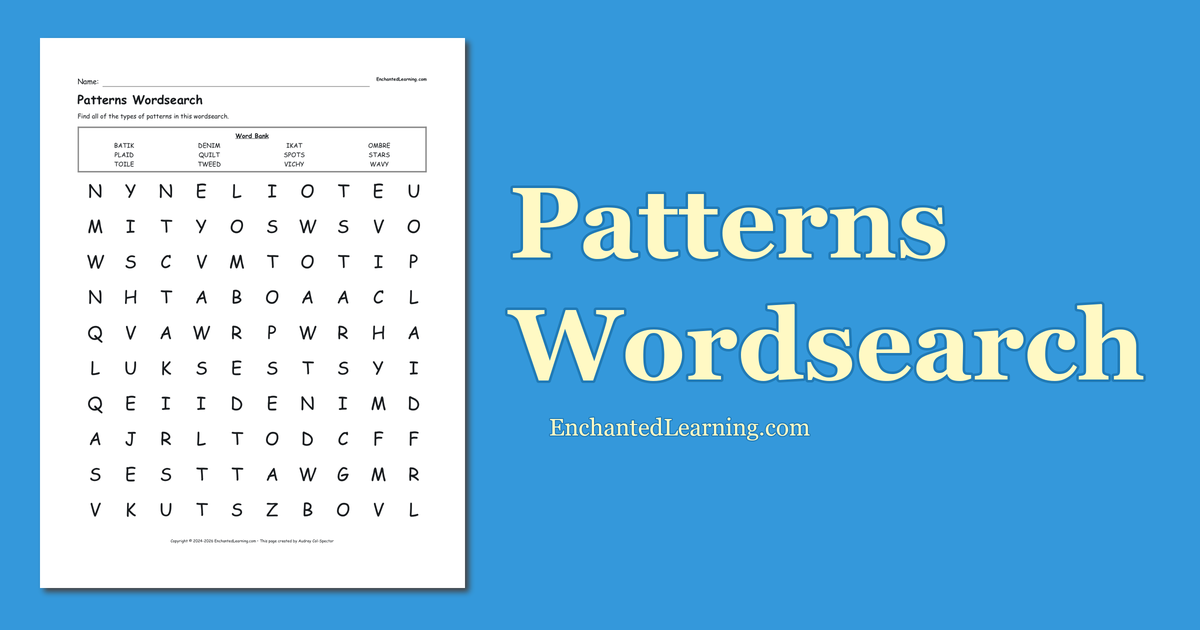 Patterns Wordsearch - Enchanted Learning
