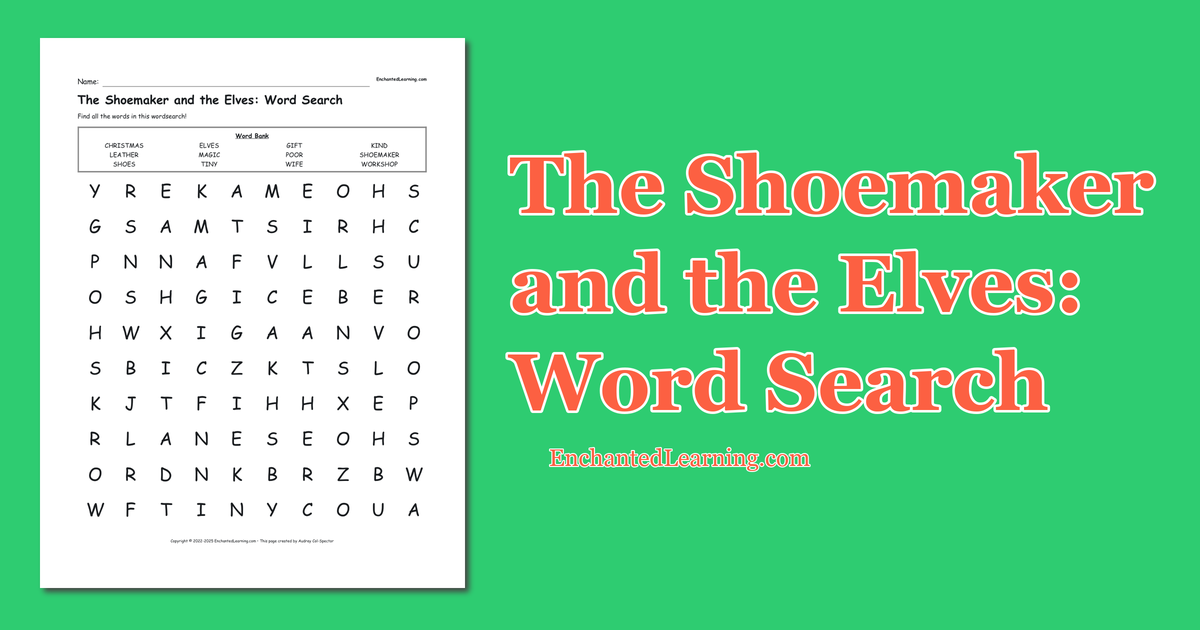 The Shoemaker and the Elves: Word Search - Enchanted Learning