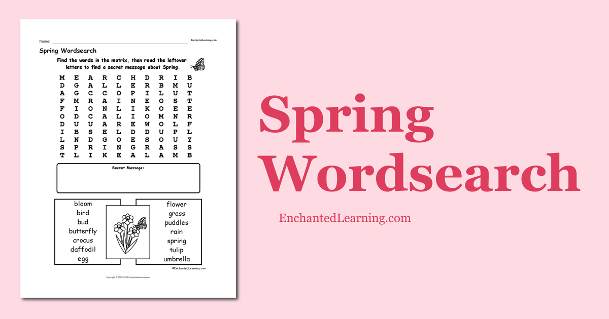 Spring Wordsearch - Enchanted Learning
