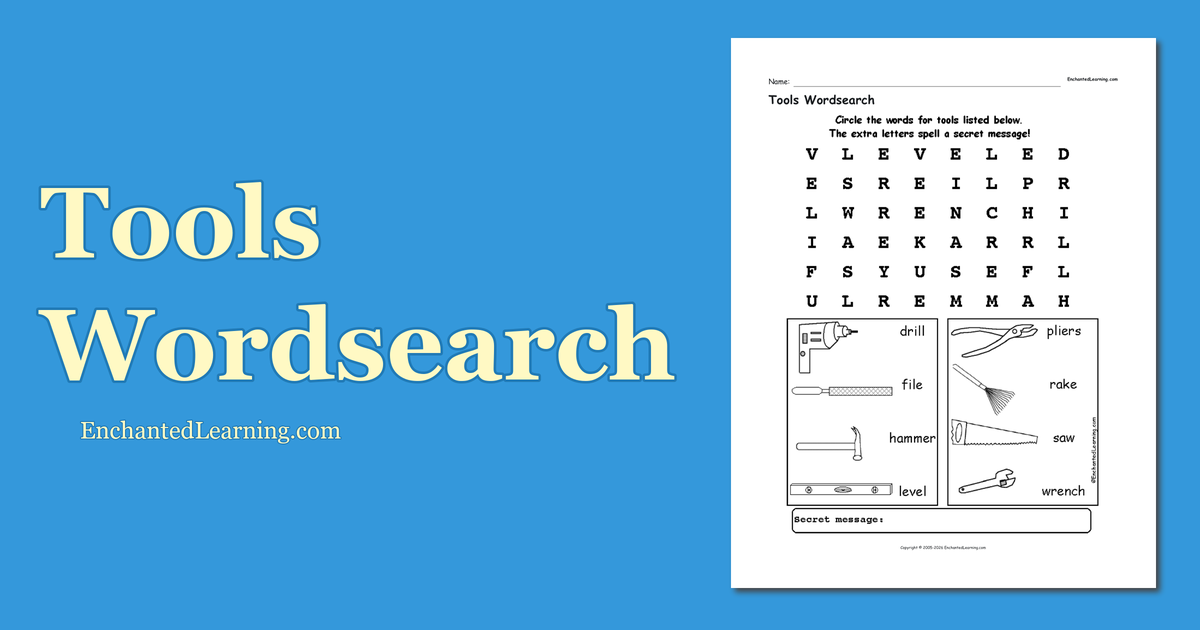 Tools Wordsearch - Enchanted Learning