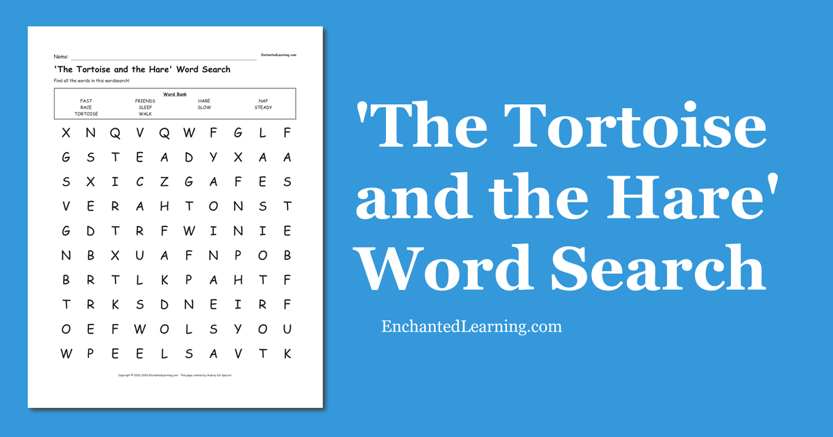 'The Tortoise and the Hare' Word Search - Enchanted Learning