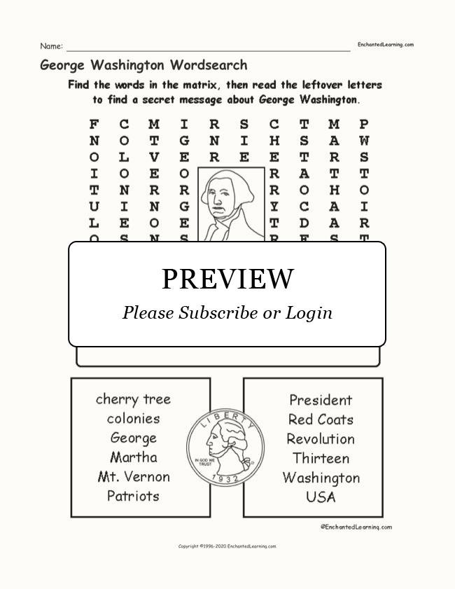 George Washington Wordsearch - Enchanted Learning