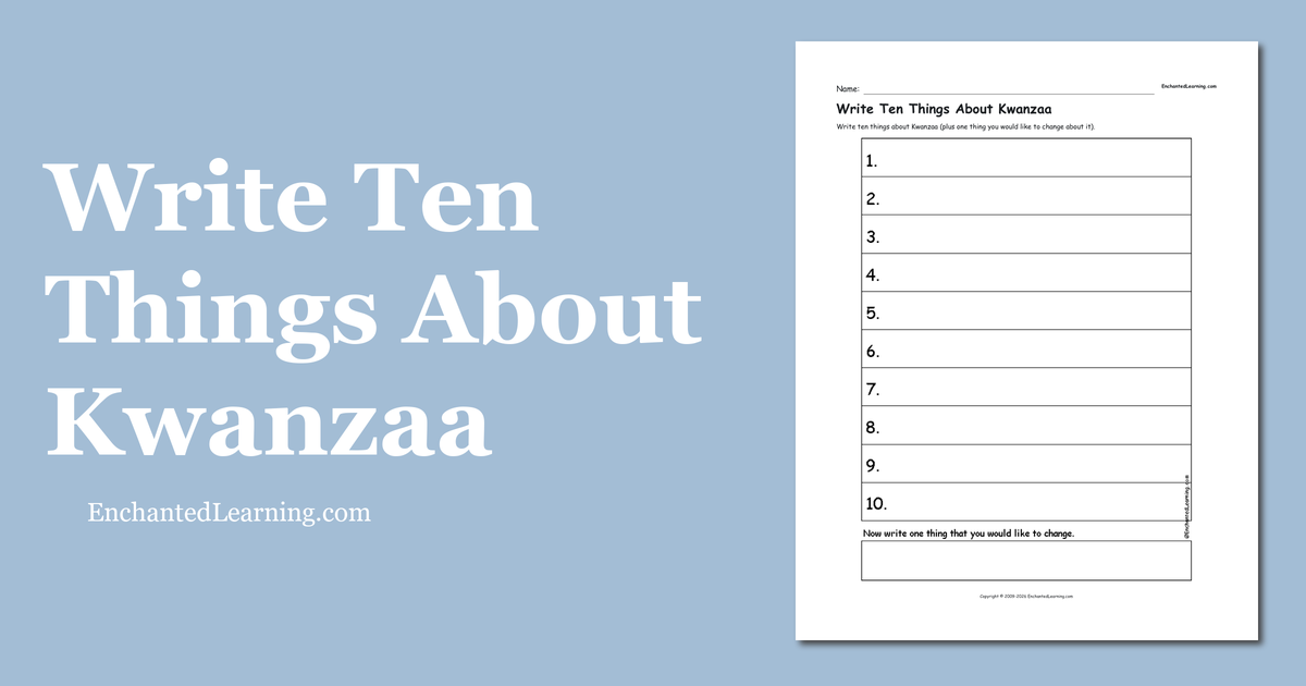 Write Ten Things About Kwanzaa - Enchanted Learning