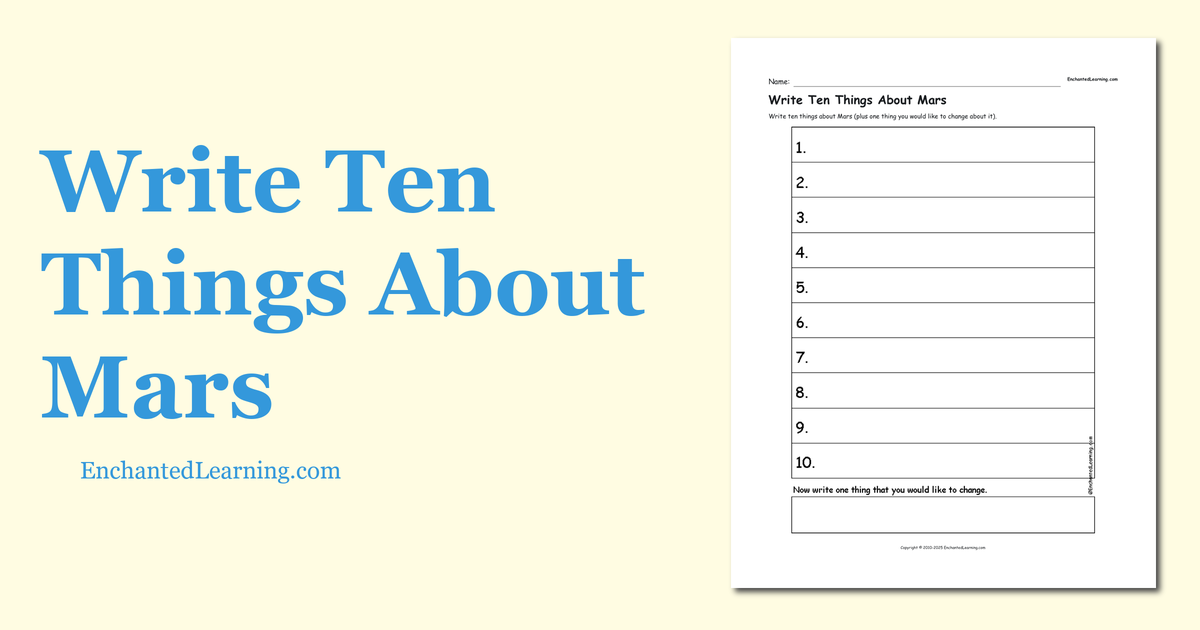 Write Ten Things About Mars - Enchanted Learning