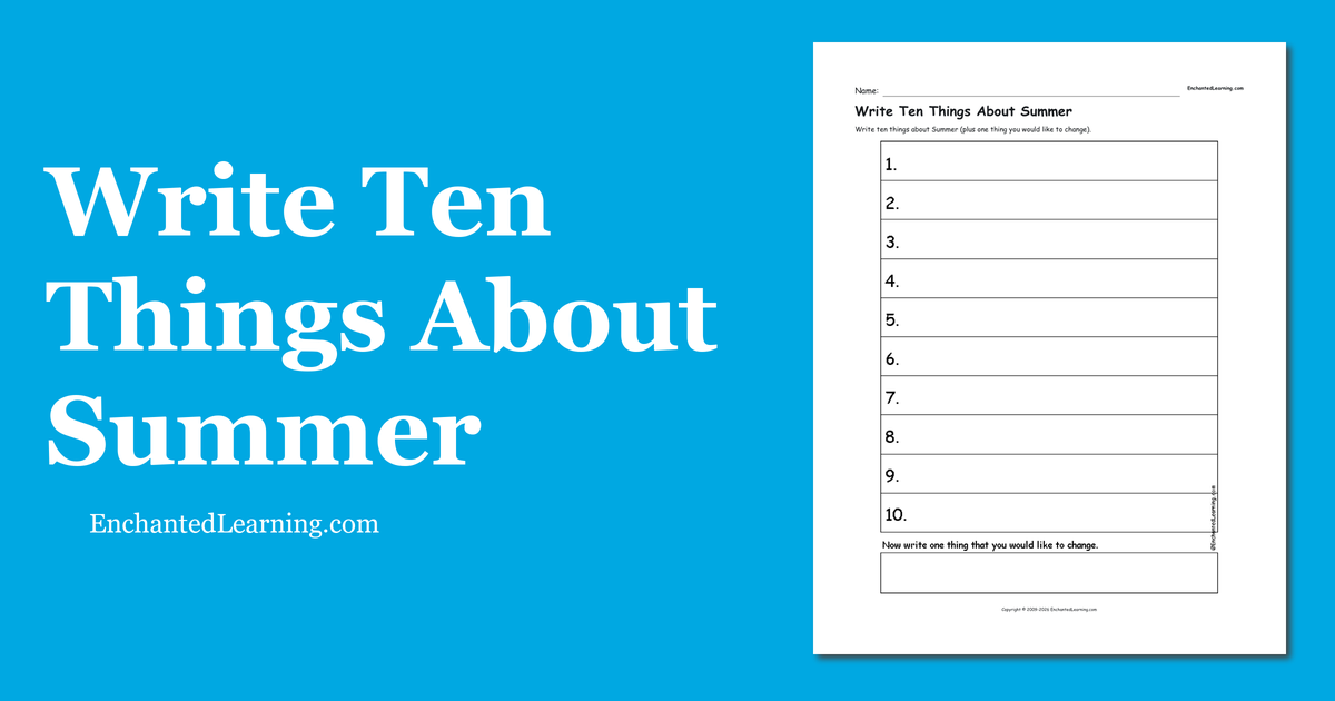 Write Ten Things About Summer - Enchanted Learning